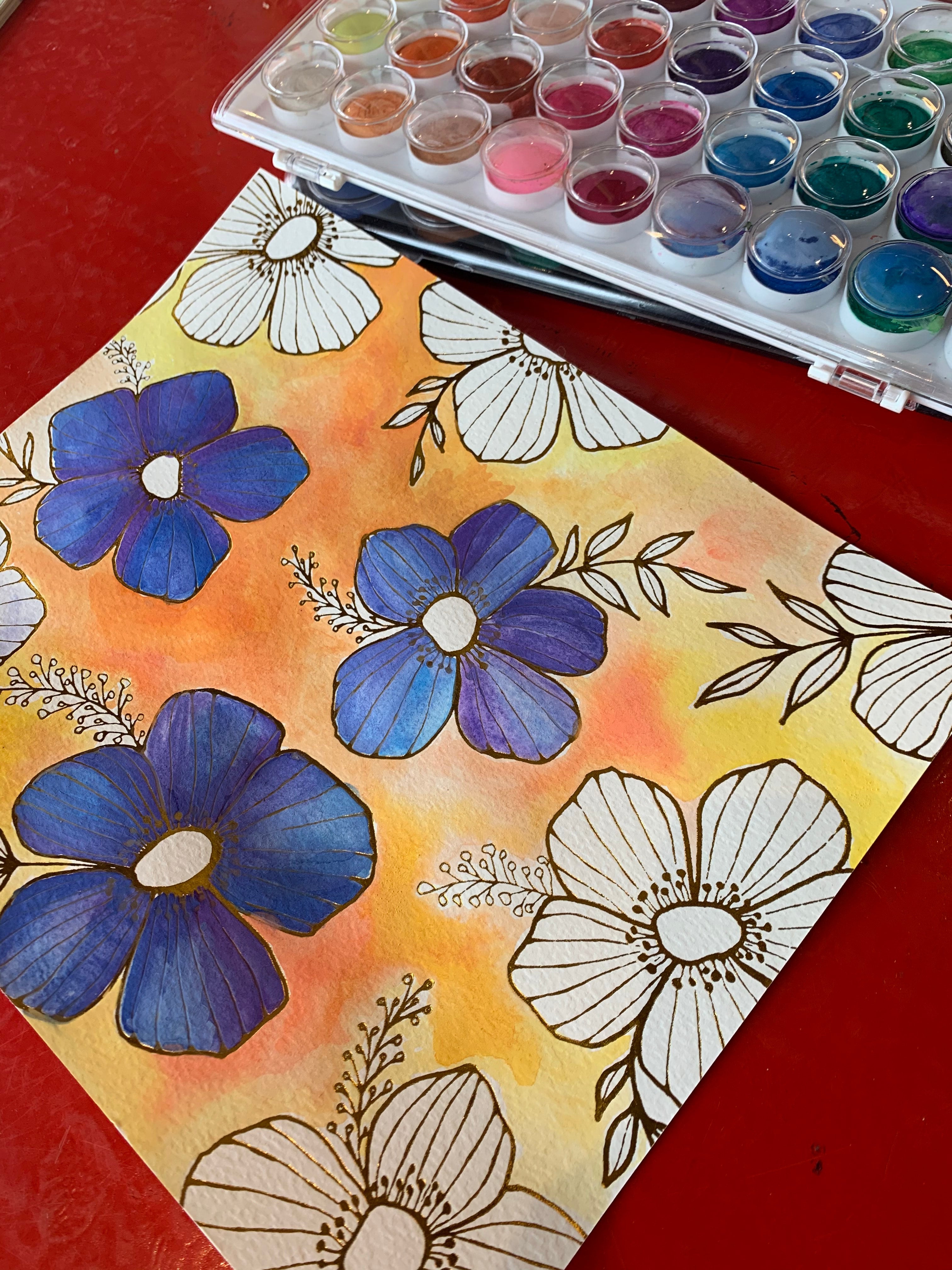 Coloring Club: ABCs of Watercolor 8/12 | Five in One Social Club